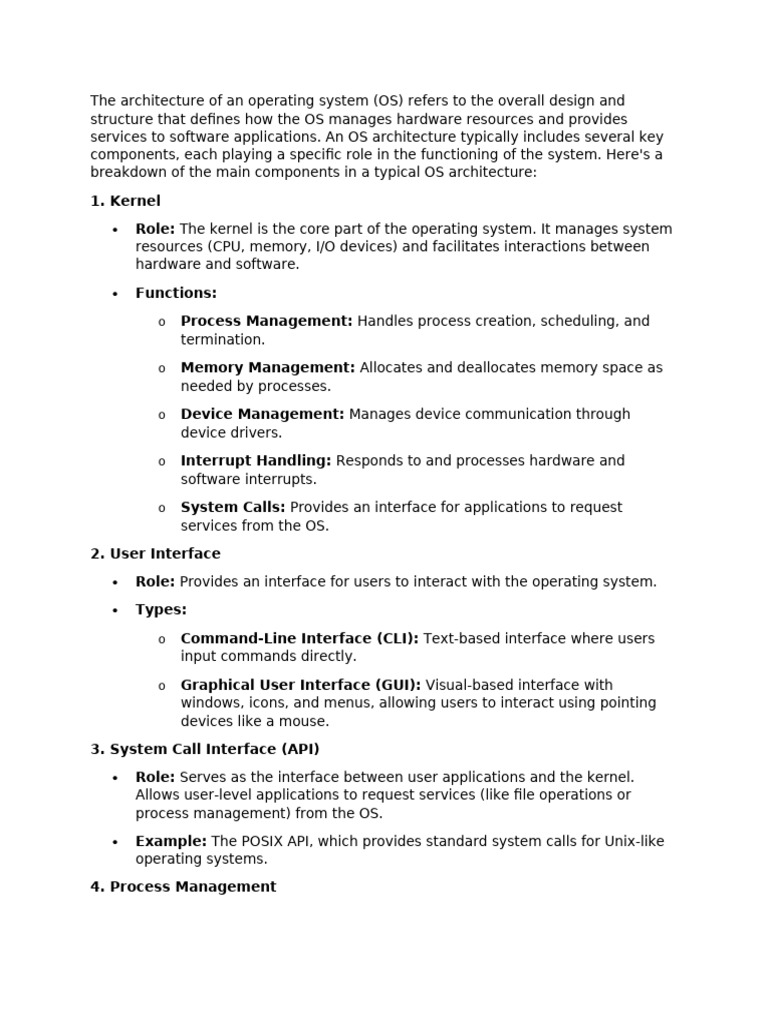 Architecture of Os | PDF | Operating System | Graphical User Interfaces