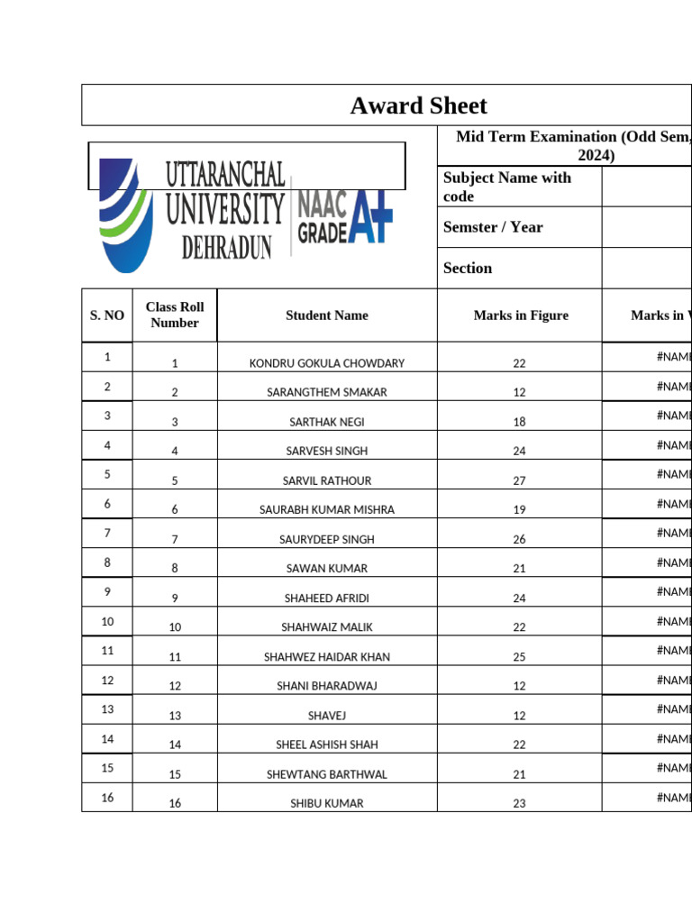 Award Sheet Format | PDF