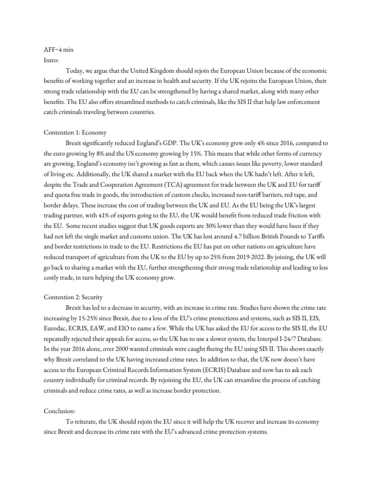 UK Rejoining EU: Economic and Security Debate | PDF | European Union ...