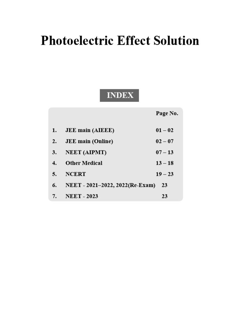 Booklet Solution (Photoelectric Effect) | PDF | Electronvolt ...