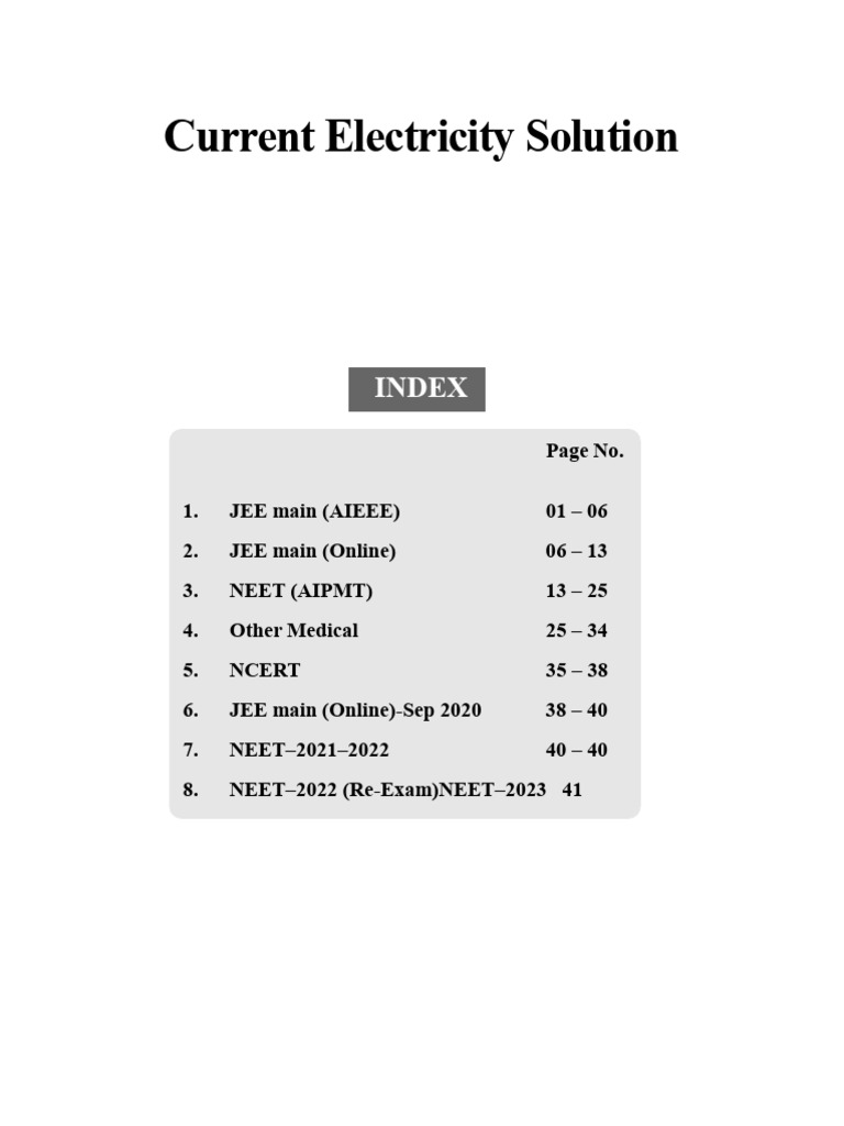 Booklet Solution (Current Electricity) | PDF | Voltage | Quantity