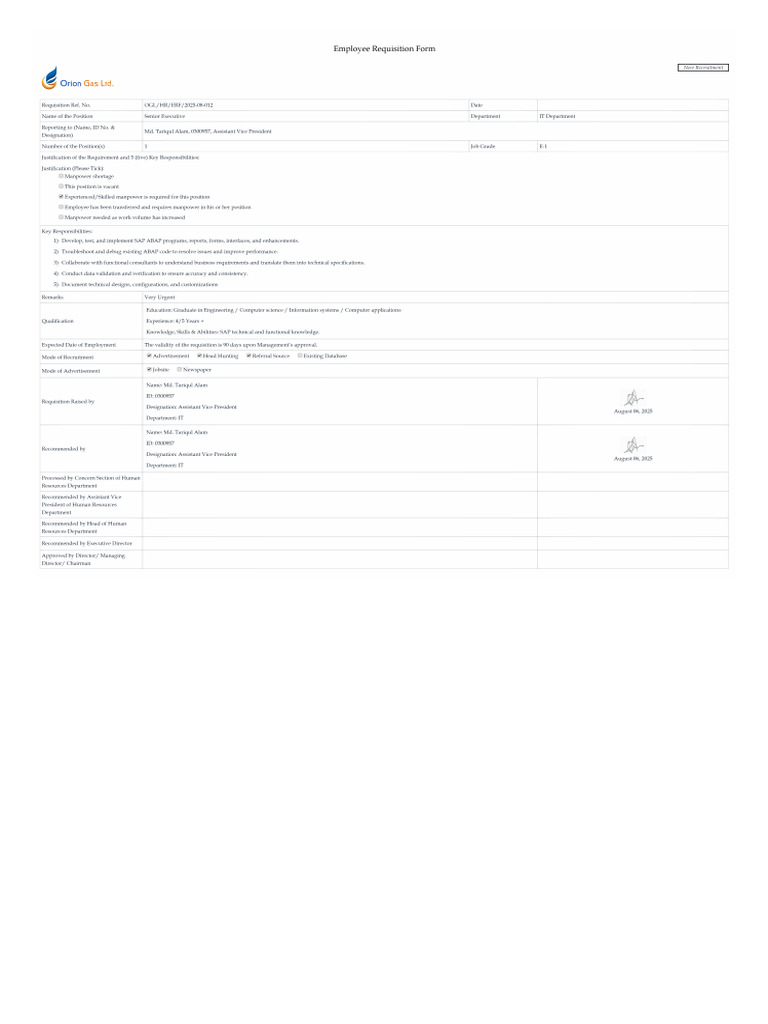 Employee Requisition Form | PDF