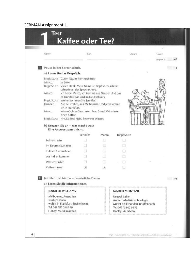 GERMAN Assignment 1 | PDF