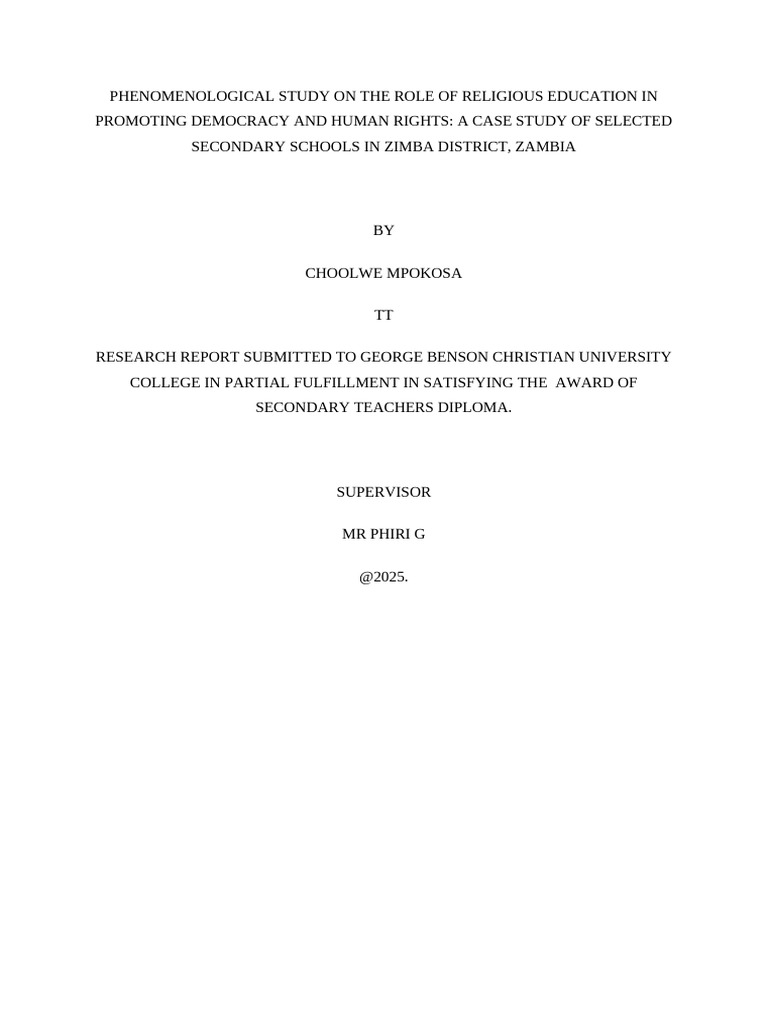 Choolwe Mpokosa | PDF | Pedagogy | John Dewey