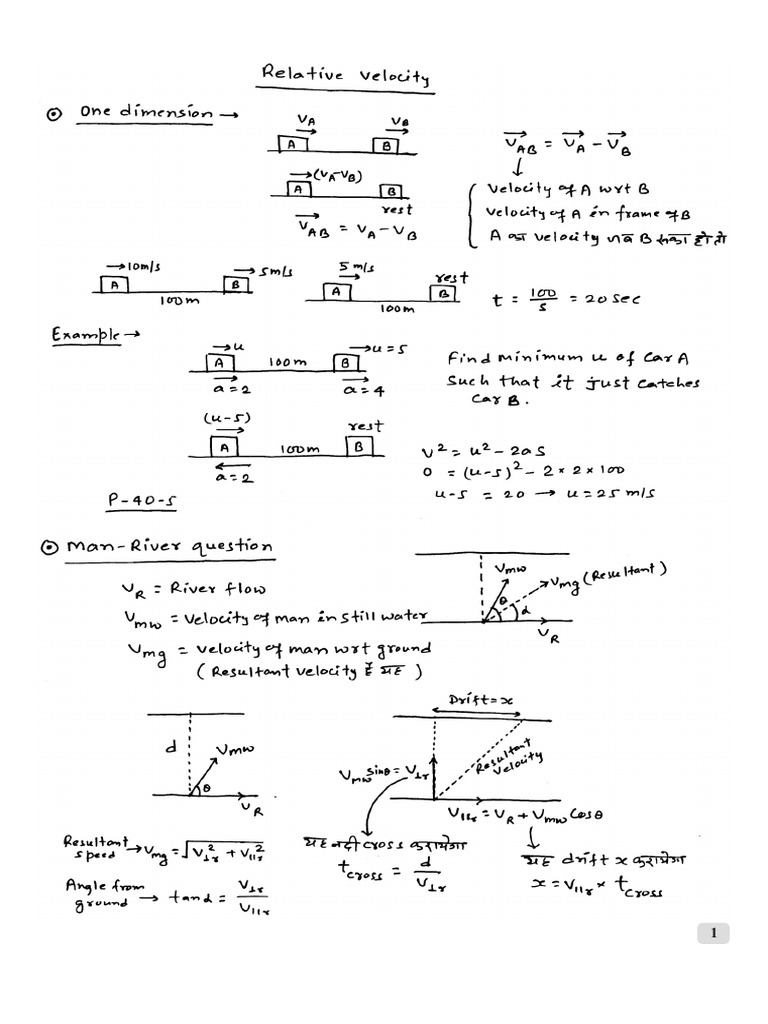 Relative Velocity Notes | PDF