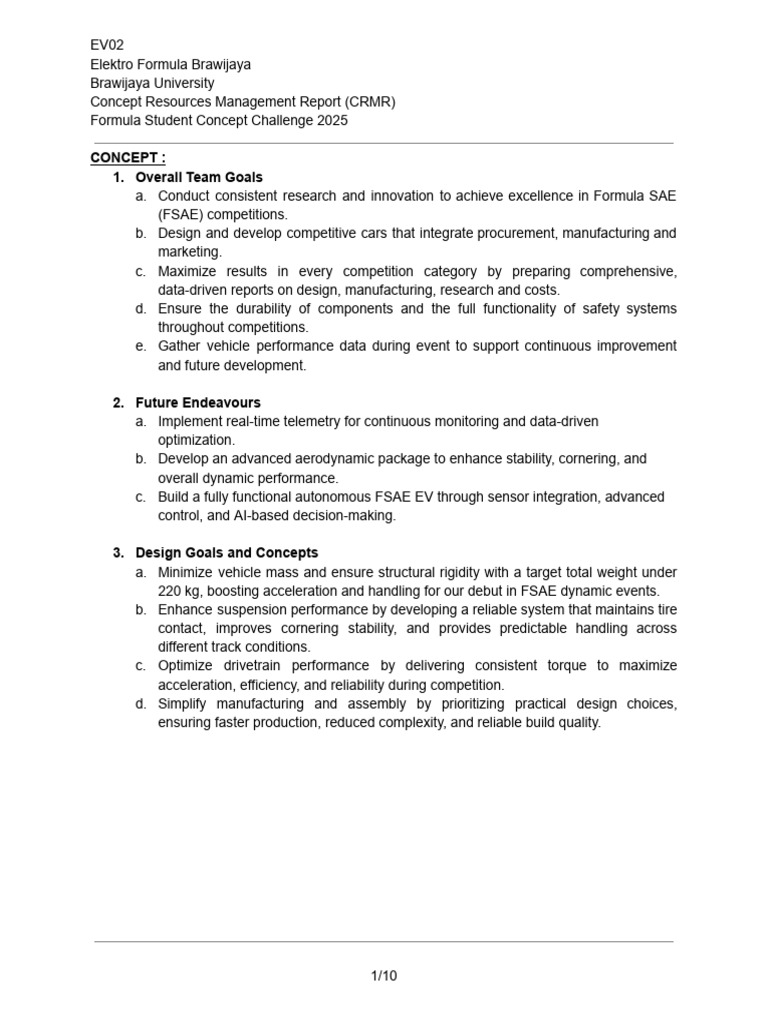 Brawijaya University FSAE EV Concept Report | PDF | Lithium Ion Battery ...