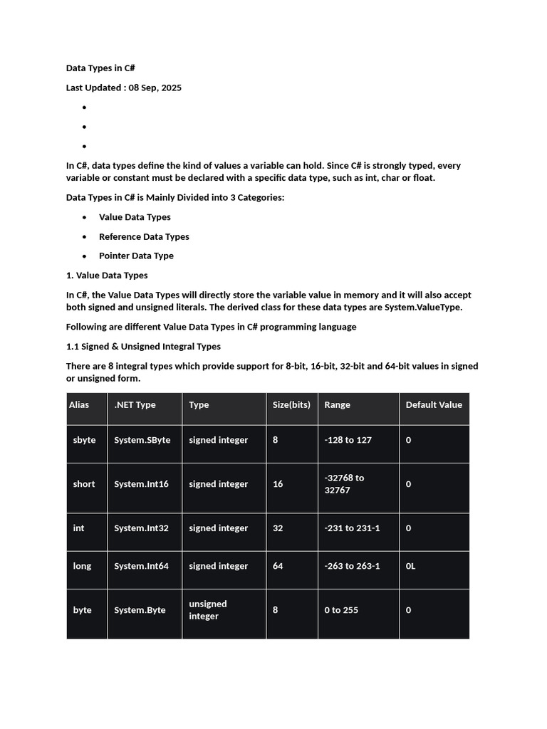 clg notes | PDF | C Sharp (Programming Language) | Integer (Computer ...