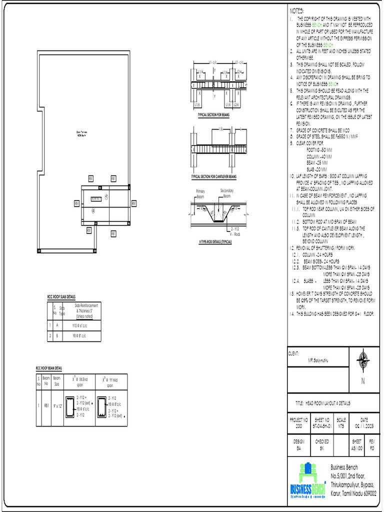 MR - Solaimuthu Head Room Details | PDF | Beam (Structure) | Building ...