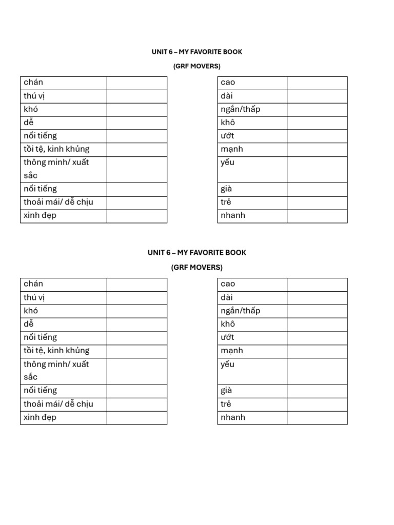 UNIT 6 - Adjective - Get Ready Movers | PDF