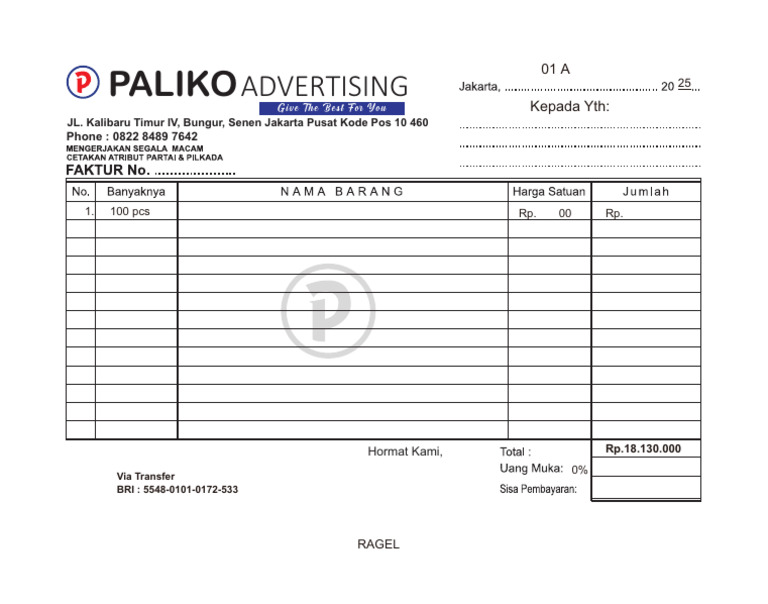 Invoice Dpd Psi Kab Belitung | PDF