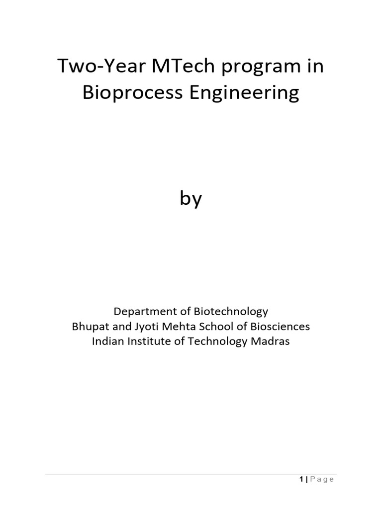 MTechBioprocessEngineering ProgrammeDetails | PDF | Biotechnology ...