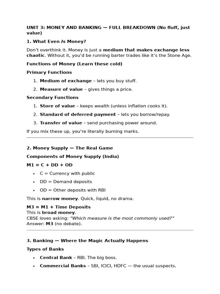 UNIT 3 | PDF | Money | Money Supply