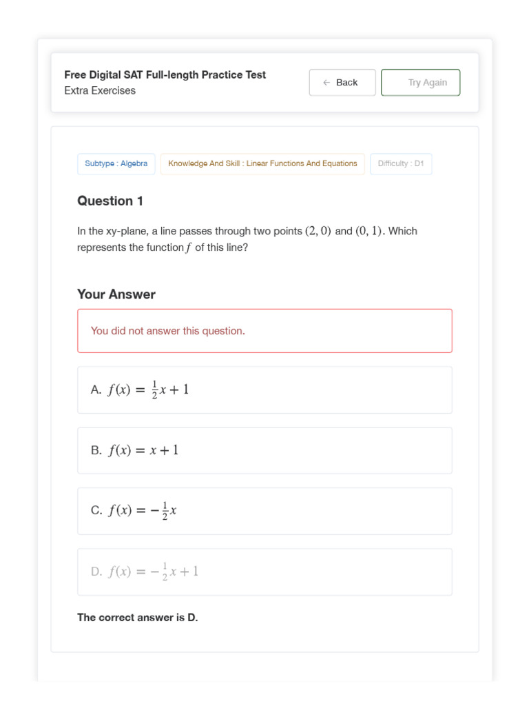 Free Digital SAT Algebra Practice Test | PDF