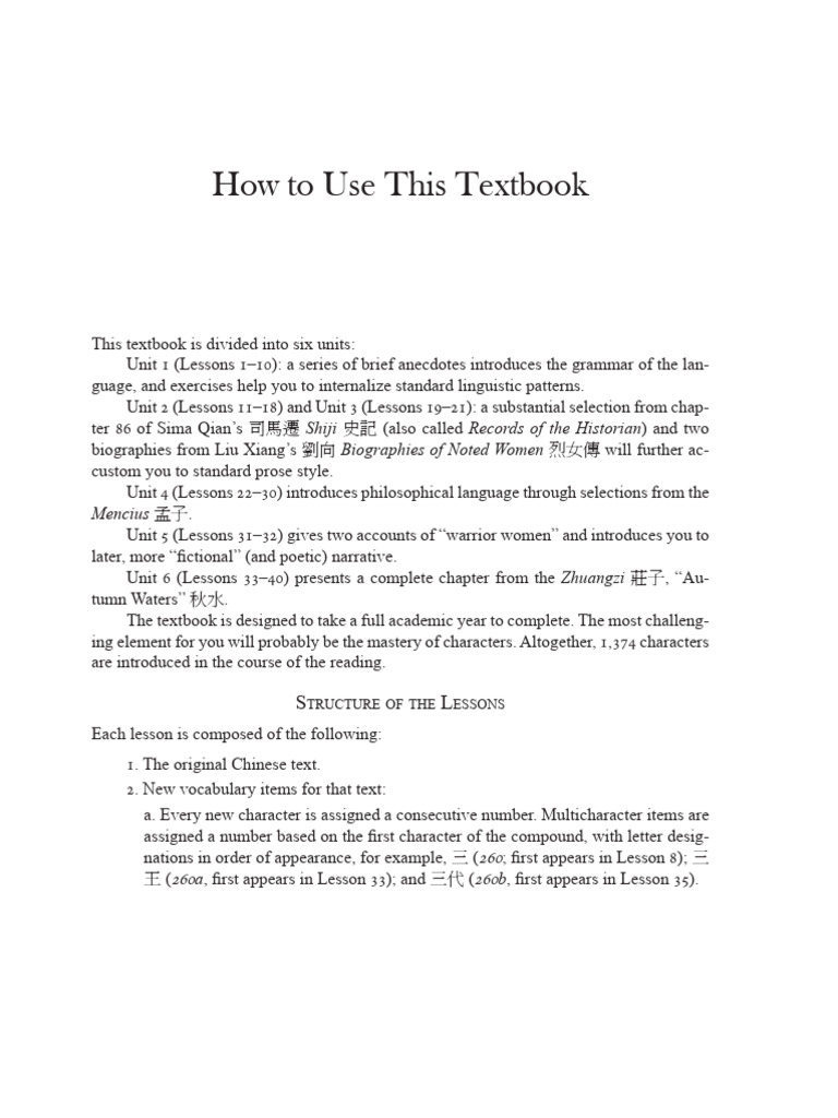 A New Practical Primer of Literary Chinese - (How To Use This Textbook ...