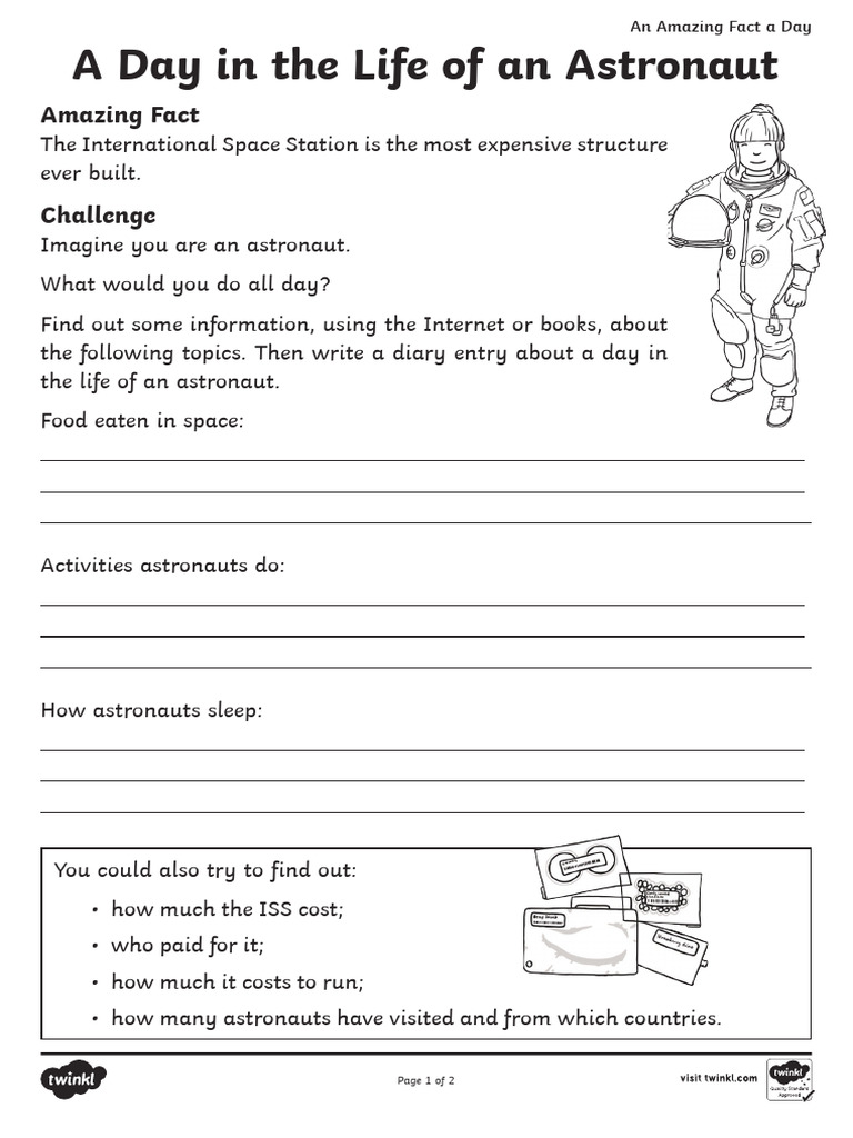 T T 2547754 A Day in The Life of An Astronaut Activity Sheet Ver 1 | PDF