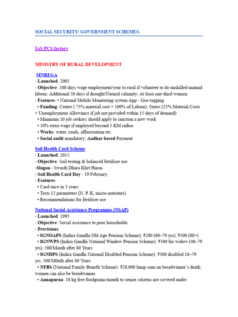 Social Security Schemes IPF | PDF | Economy Of India | Government Of India