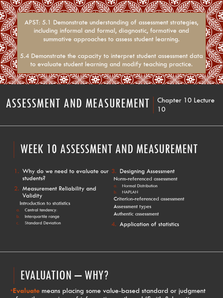 Week 10- Assessment and Measurement(1) | PDF | Educational Assessment | Quartile