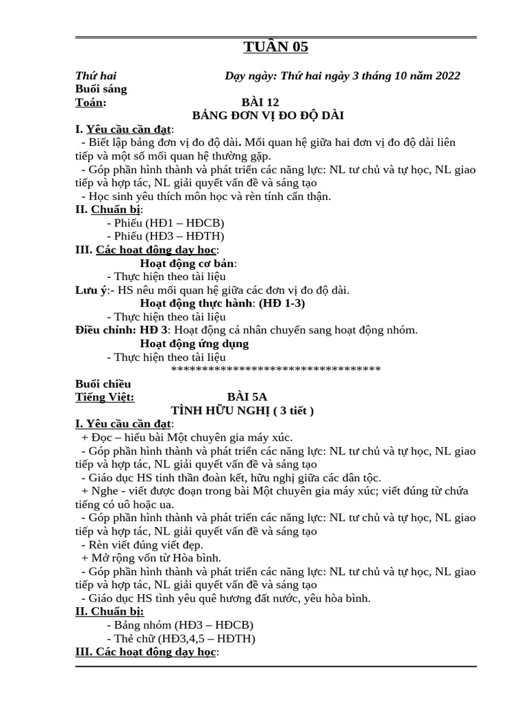 Tuan 5 Lop 5B | PDF