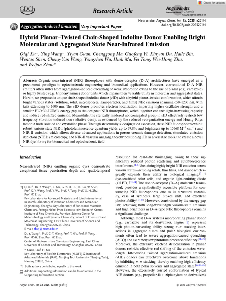 Angew Chem Int Ed - 2025 - Xu - Hybrid Planar Twisted C | PDF ...