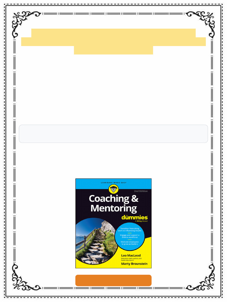 Coaching Mentoring For Dummies 2nd Edition Leo Macleod Marty Brounstein ebook chapter-by-chapter ...