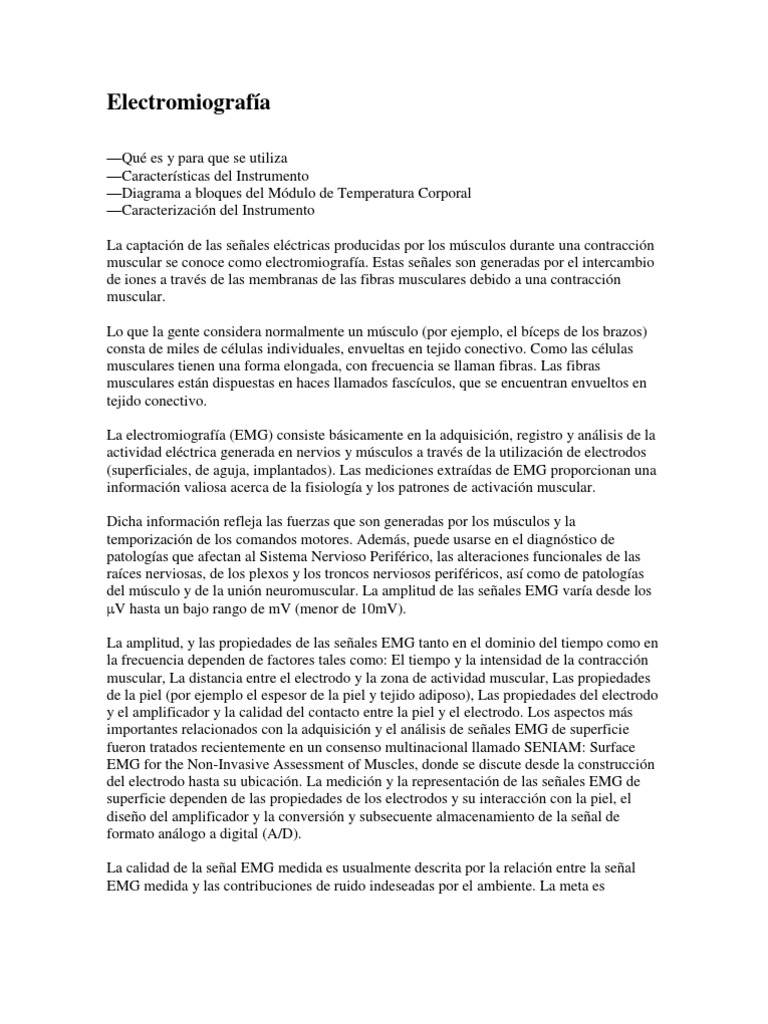 Electromiografía: Análisis y Aplicaciones | PDF | Electromiografia ...