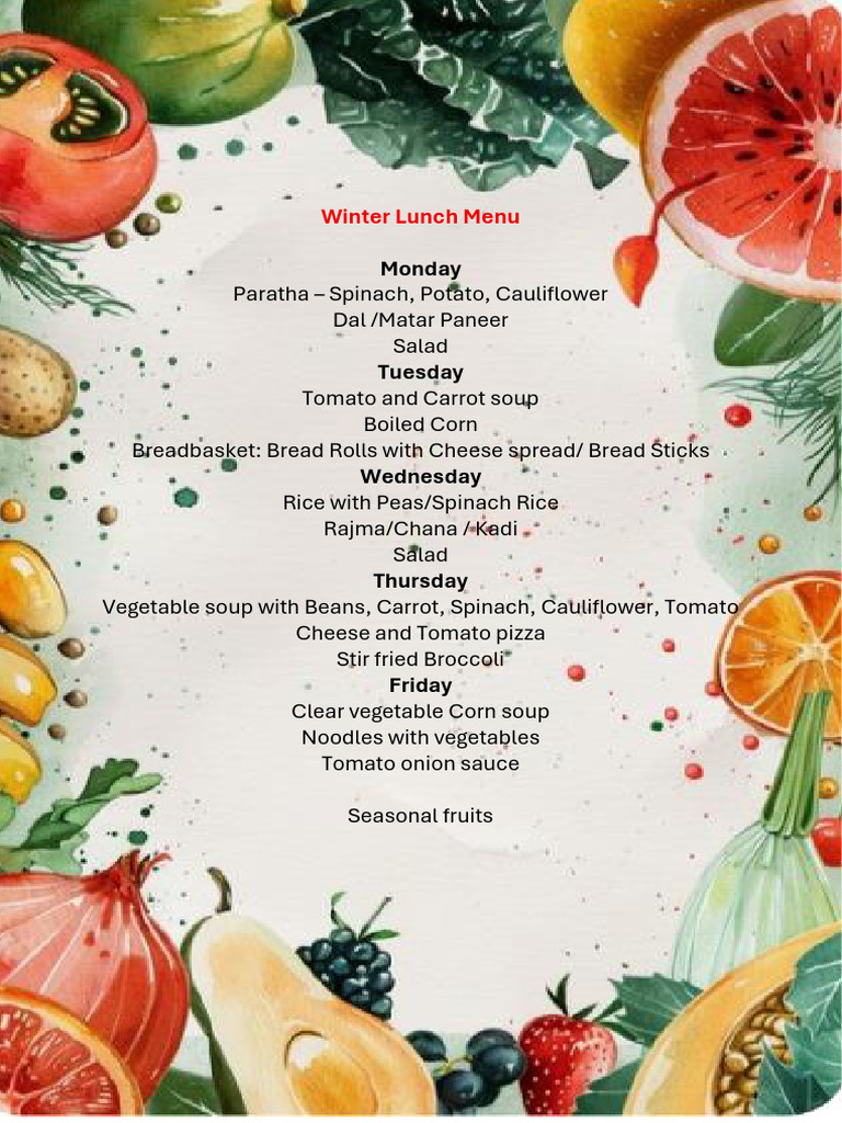 Winter Lunch Menu | PDF