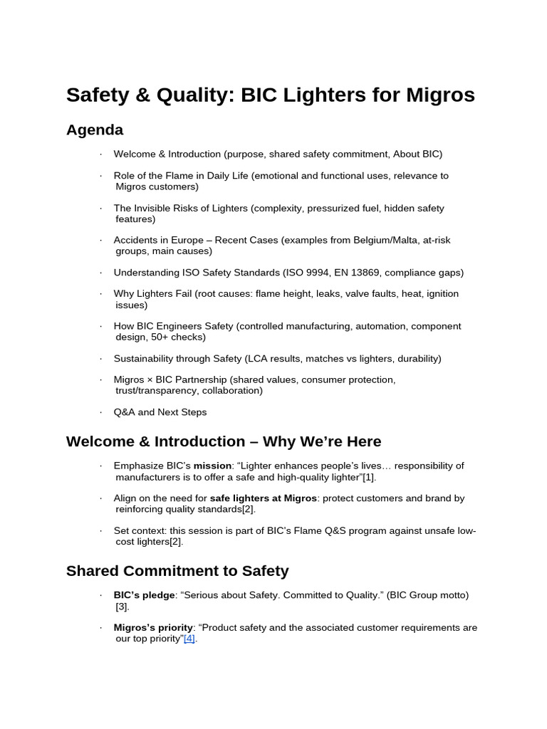 Safety & Quality - BIC Lighters For Migros | PDF | Accidents | Safety