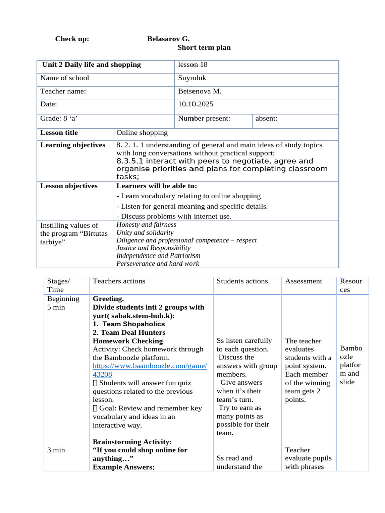 Open Lesson | PDF | Word | Question
