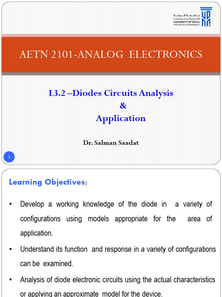 Lecture 3.2-Diode Circuits Analysis (1) | PDF | Rectifier | Diode
