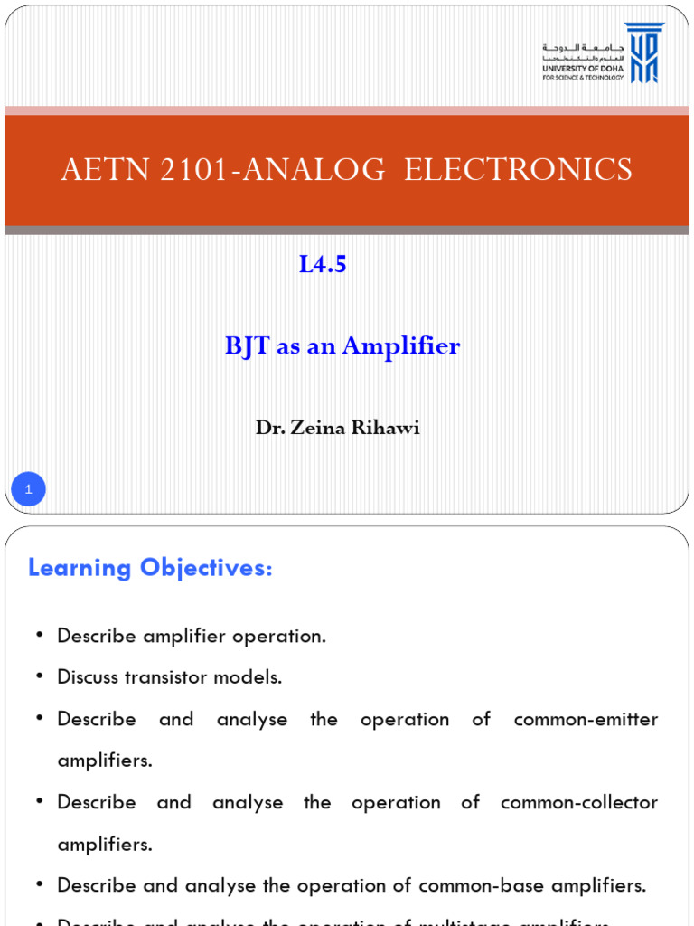 Lecture 4.5-BJT Amplifier | PDF | Bipolar Junction Transistor | Amplifier