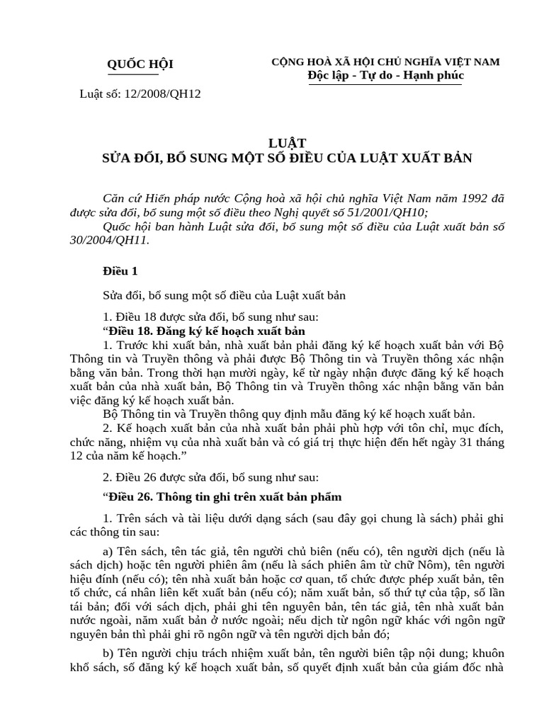 Luat Xuat Ban - Bo Sung - 12-2008-QH12 | PDF