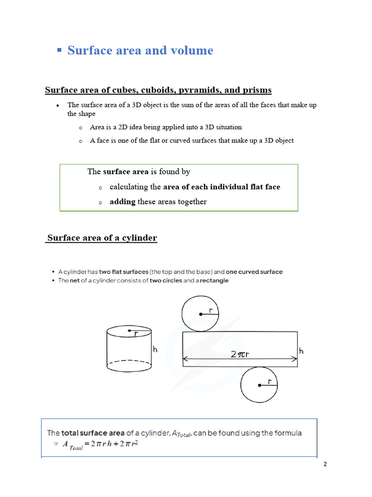 Surface Area and Volume of 3D Shapes | PDF | Volume | Area
