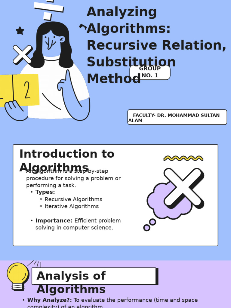 Analyzing Algorithms Recursive Relation, Substitution Method | PDF | Recurrence Relation ...