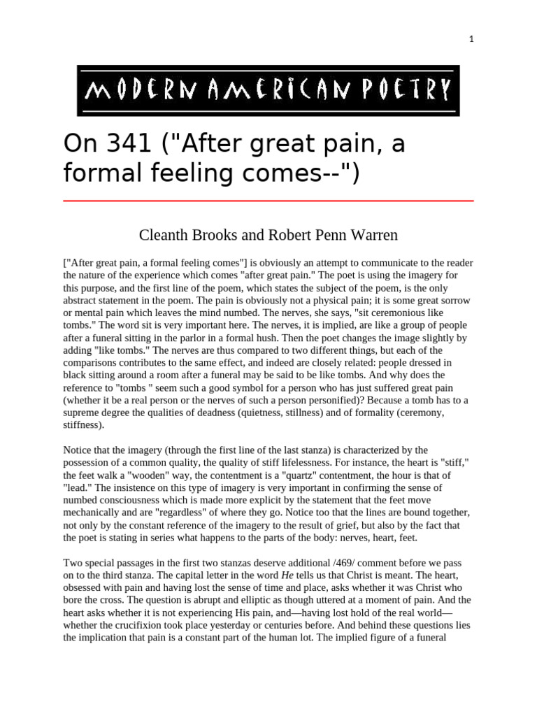 Analyzing Dickinson's "After Great Pain" | PDF | Poetry | Mind
