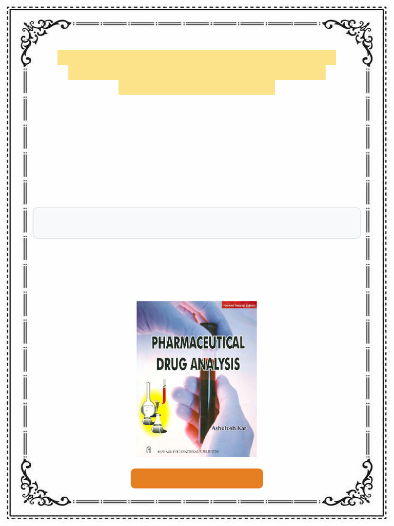 Pharmaceutical Drug Analysis 2nd edition Edition Ashutosh Kar ebook ...