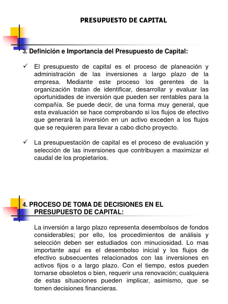 Presupuesto de Capital | PDF | Presupuesto | Inversiones