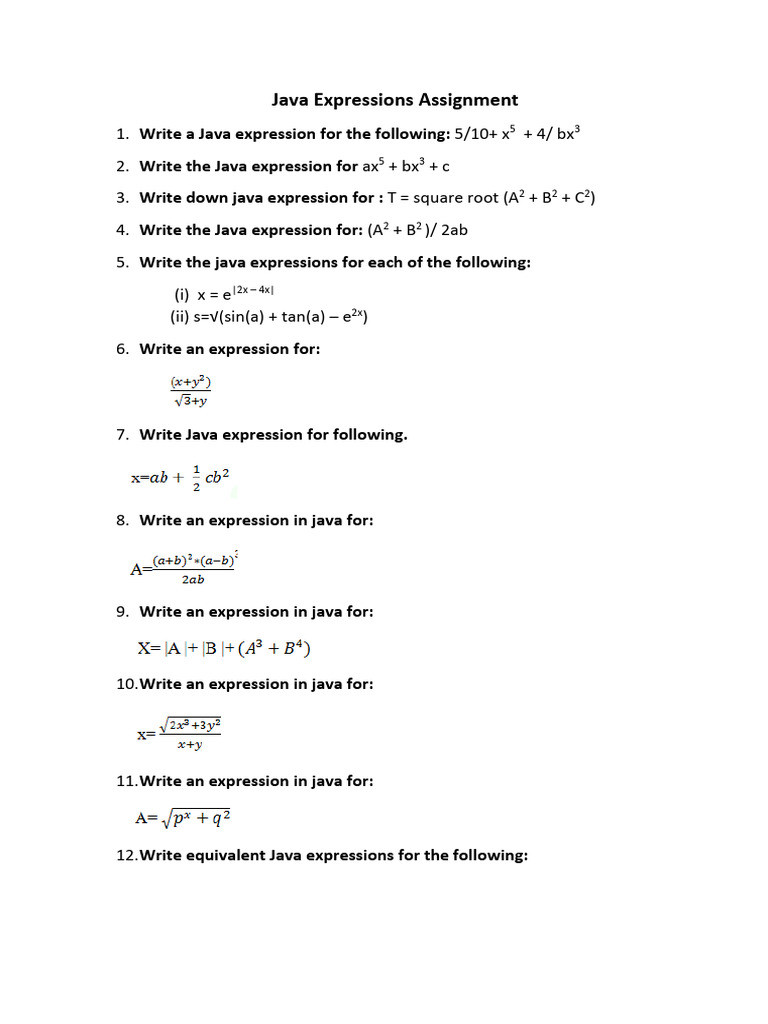 Assignment On Java Expression | PDF