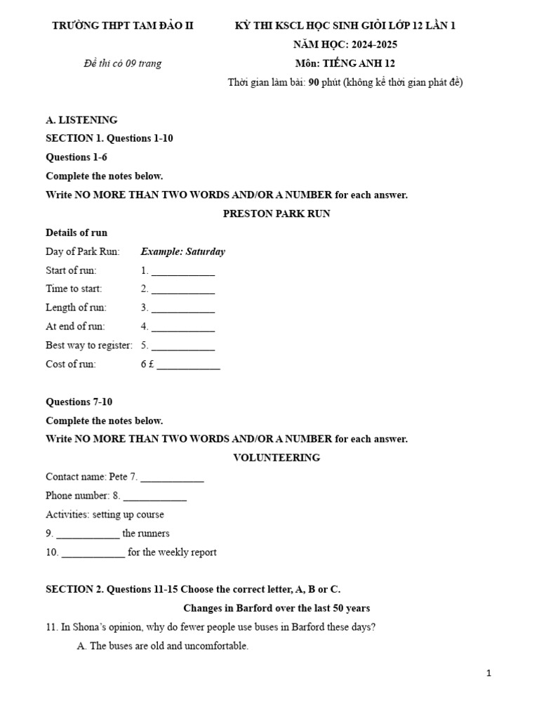 English Exam Paper for 12th Grade | PDF | Tide | Moon