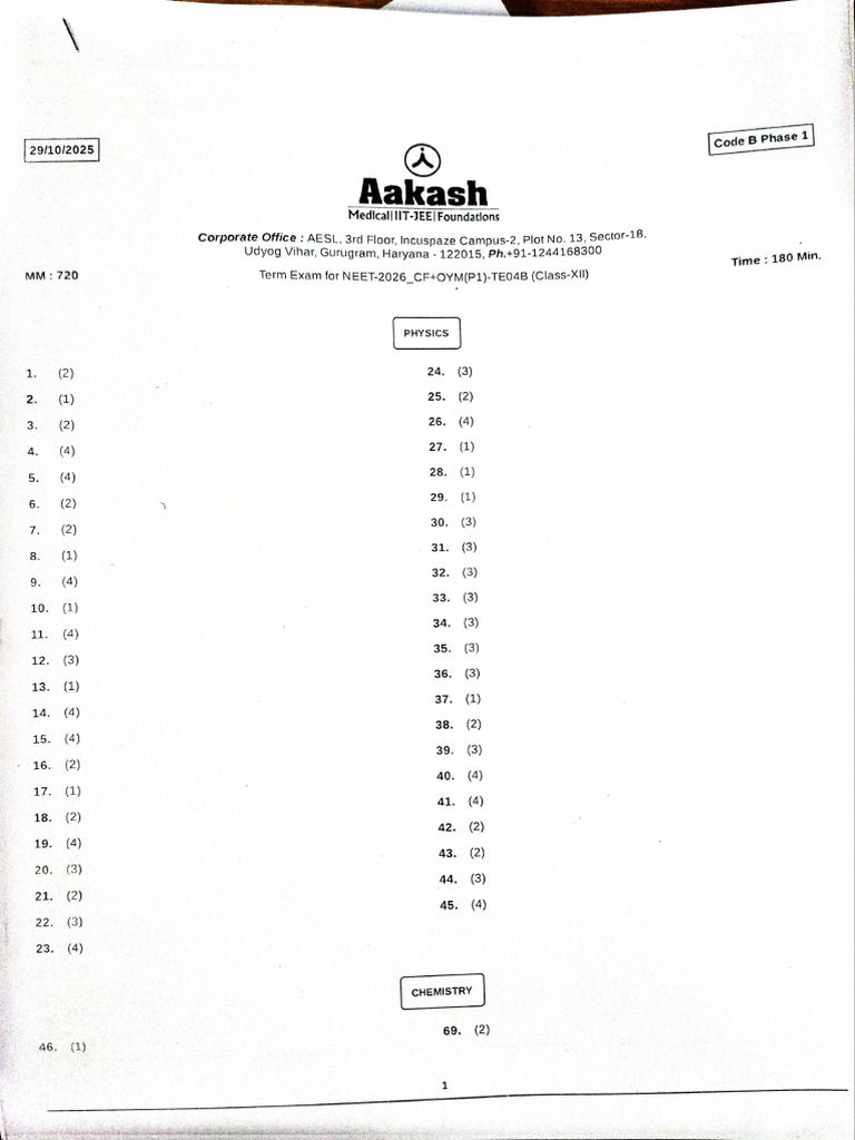 Term Test OYM Code B | PDF