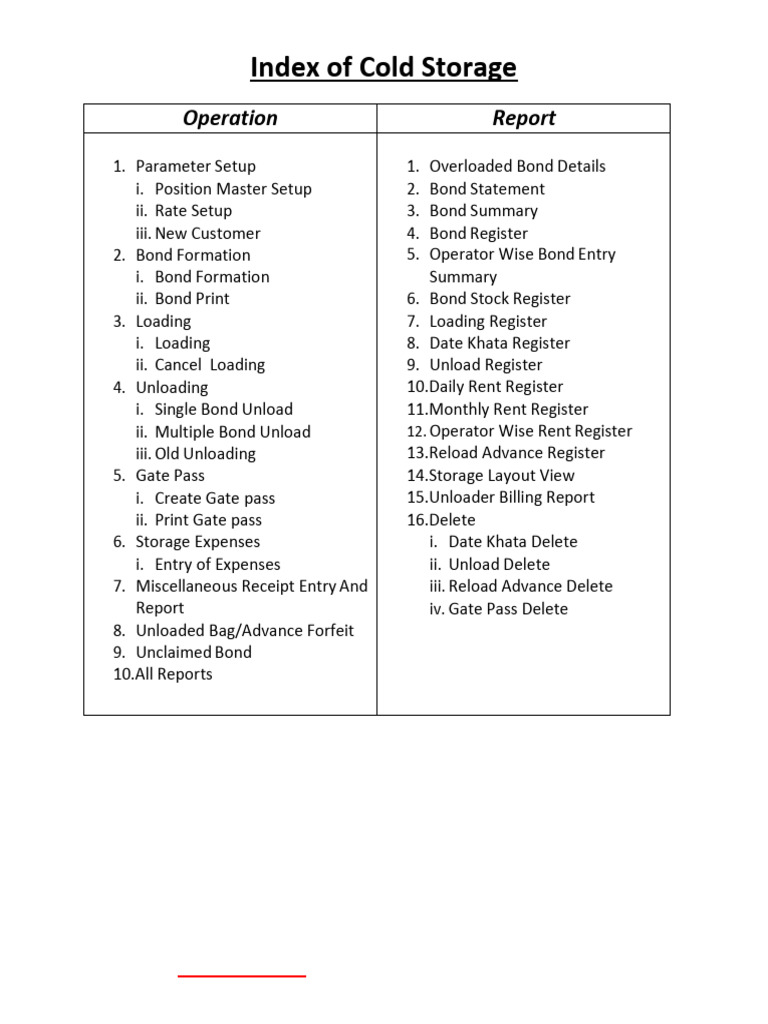 Cold Storage Operation Report Guide | PDF