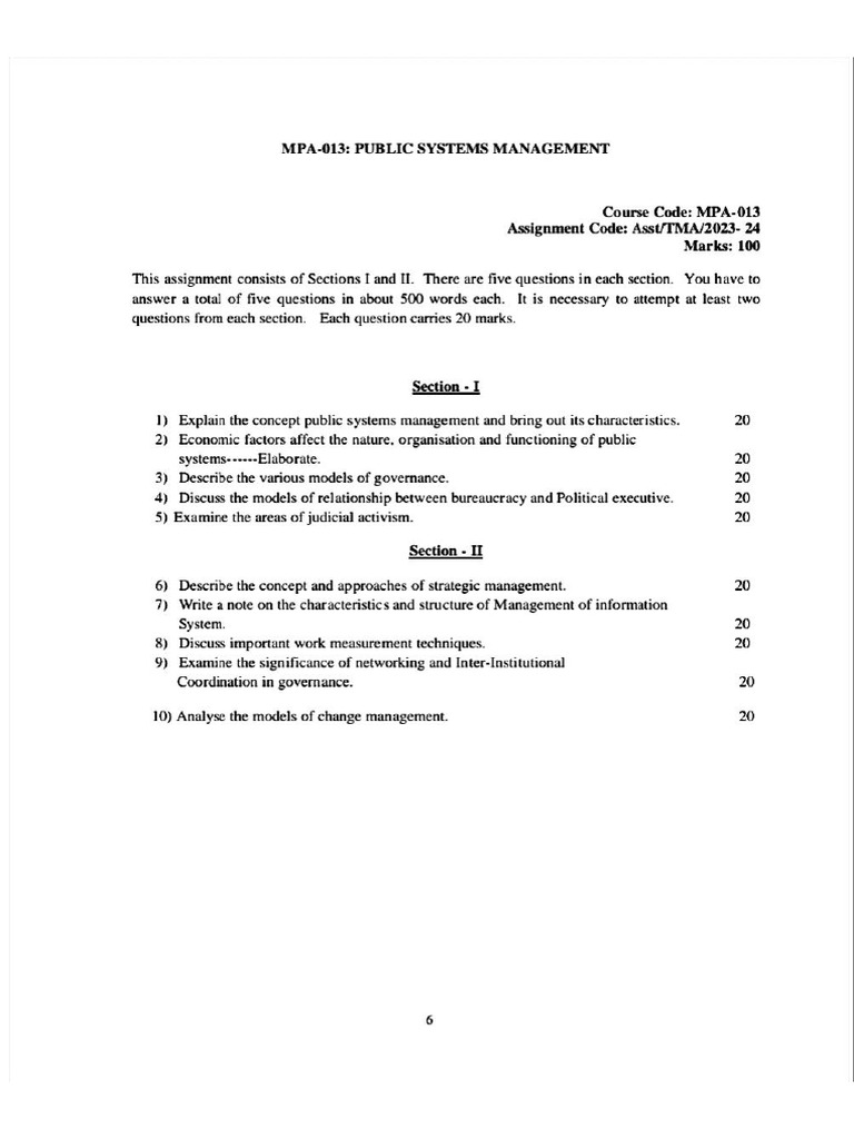 MPA-013 Question Paper | PDF