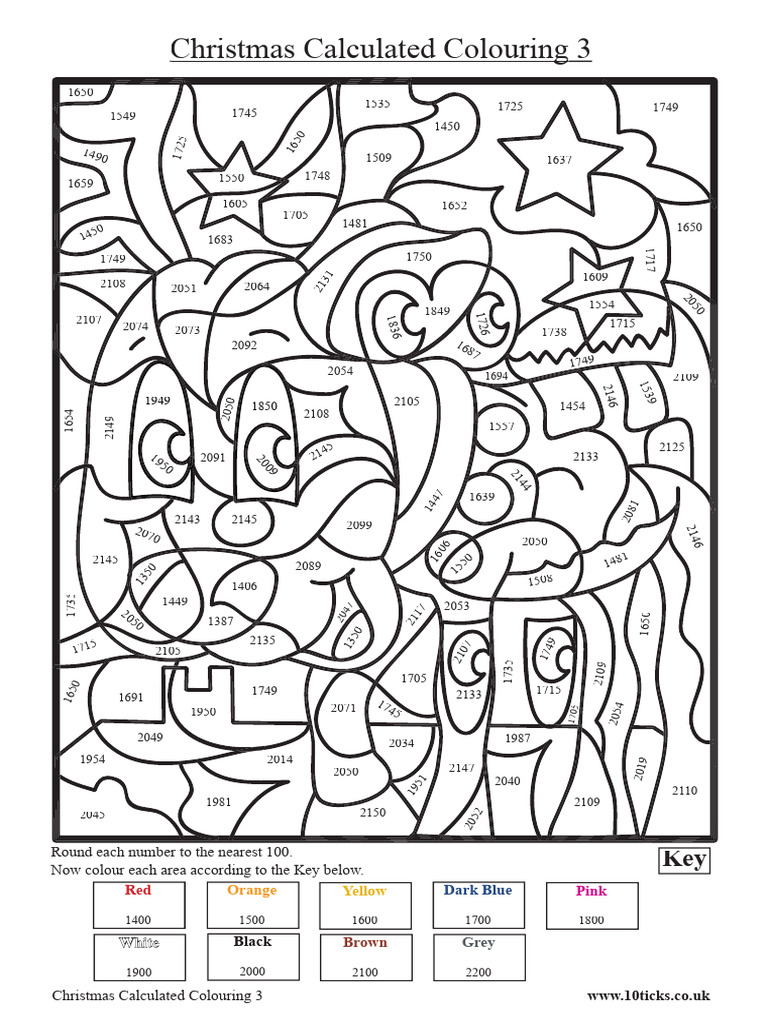 Christmas Calculated Colouring Guide | PDF | Color