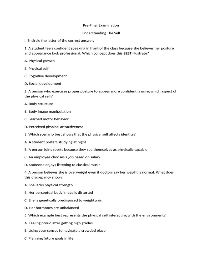 Prefinal Exam Understanding The Aelf | PDF | Adolescence | Body Image