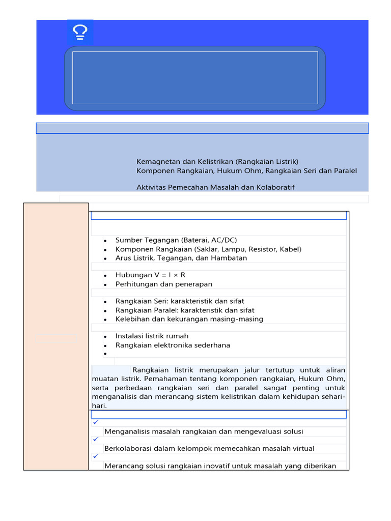 Modul Deep Learning: Rangkaian Listrik Kelas IX | PDF