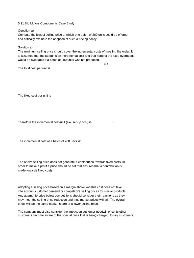 Seminar 4 BIL Motor Ltd Framework | PDF