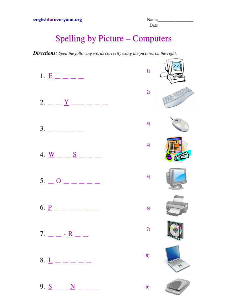 Spelling by Picture - Computers | PDF