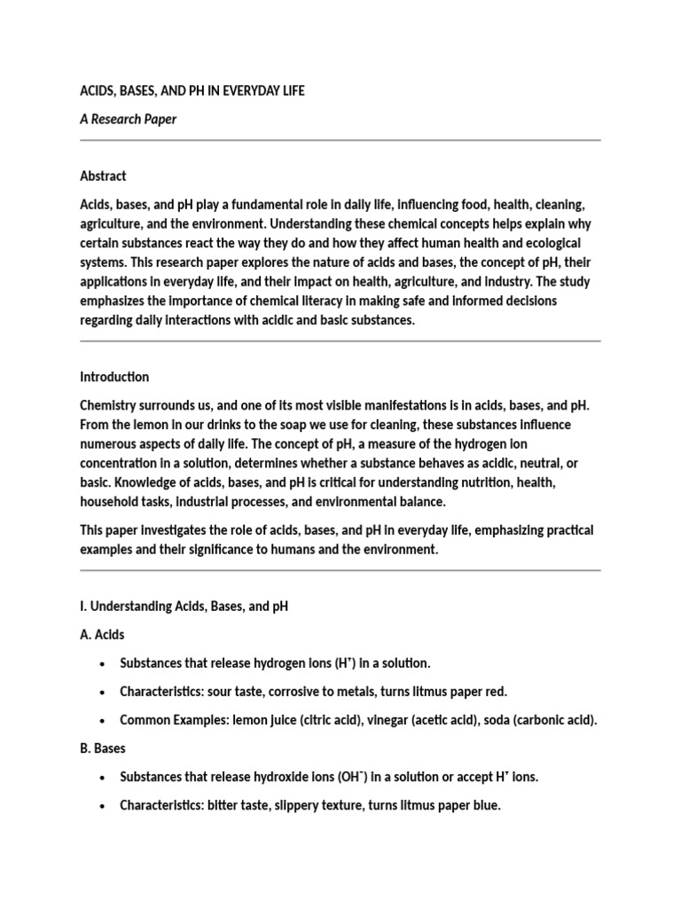 Acids, Bases, and PH in Everyday Life | PDF | Ph | Acid
