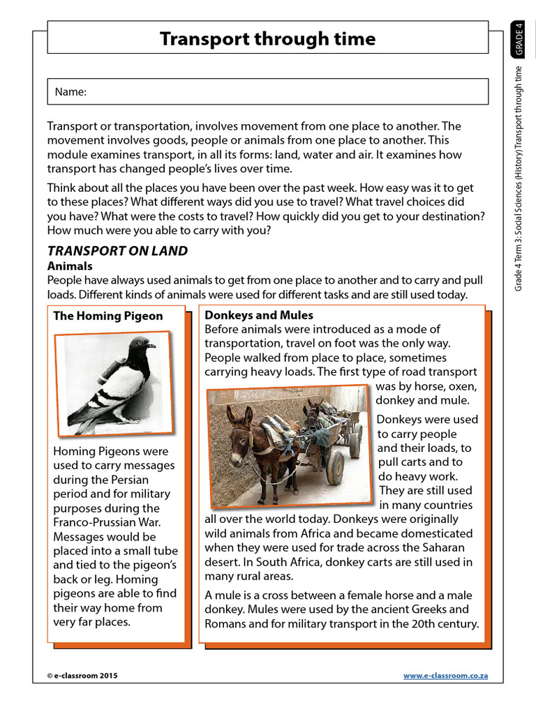 Grade 4 Social Sciences: Transport History | PDF | Airship | Steam Engine