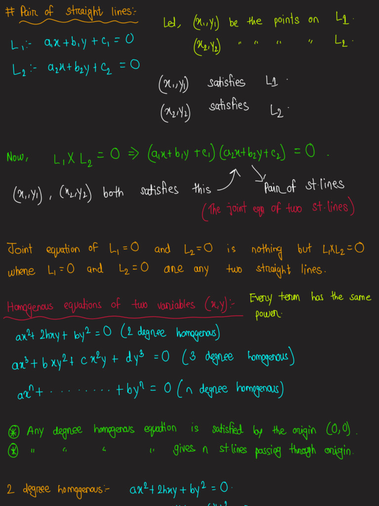 Pair of Straight Lines Theory | PDF