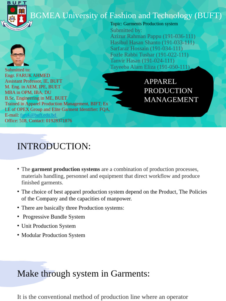 Garment Production Systems Overview | PDF | Project Management | Inventory